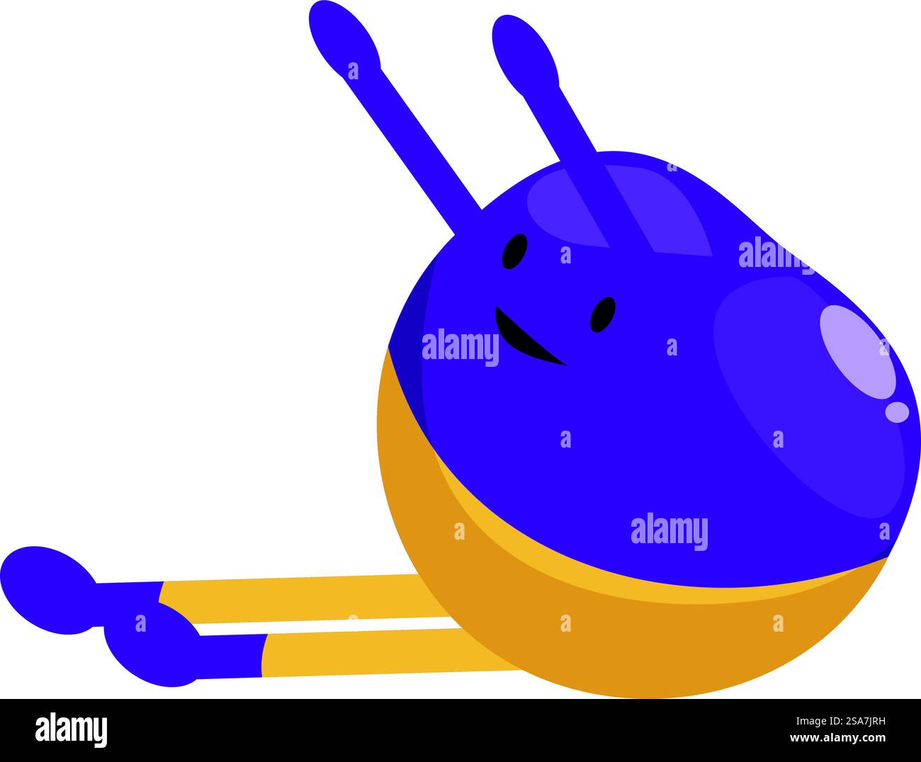 Happy cartoon character with arms and legs raised, doing stretching ...