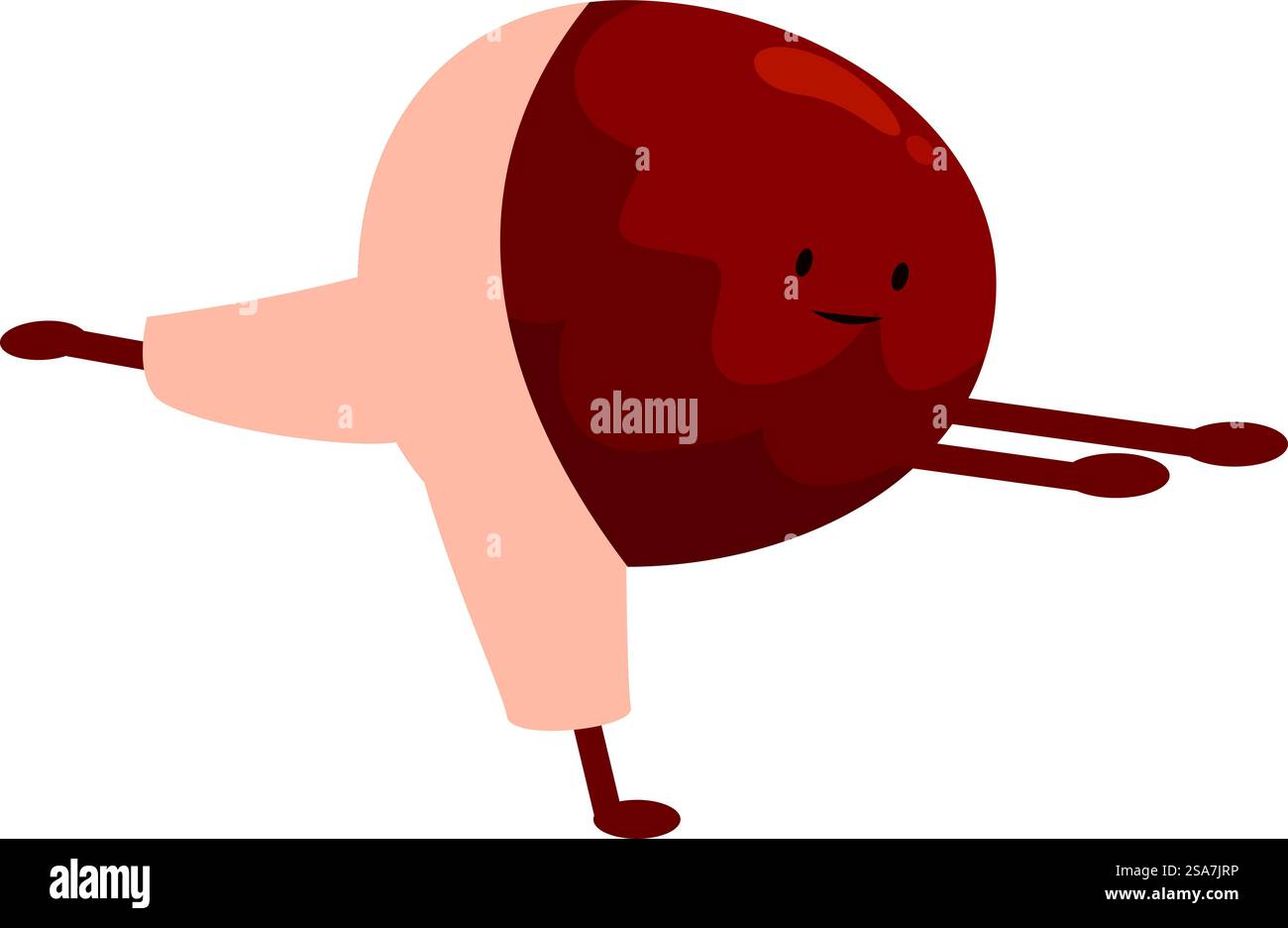 Cartoon hazelnut athlete character stretching legs before fitness ...