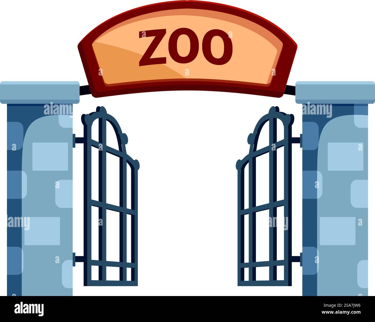 Open iron gates with welcome sign above welcoming visitors to the zoo ...