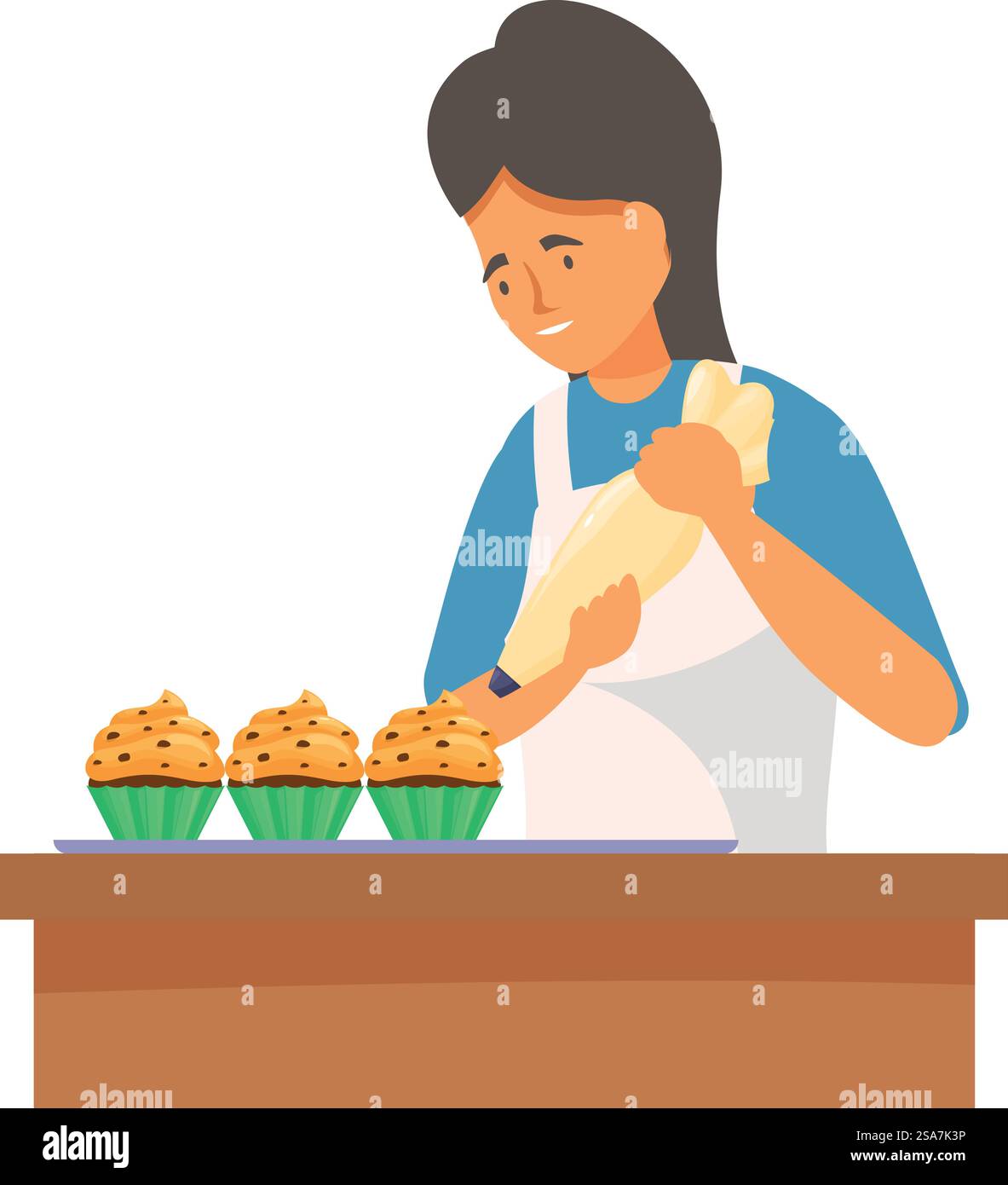 Professional cook baking muffins Stock Vector Images - Alamy