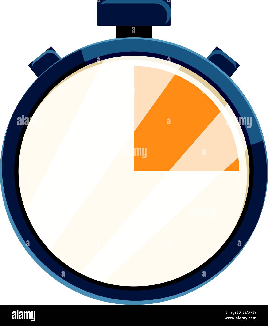 Classic stopwatch is measuring time with an orange segment indicating ...