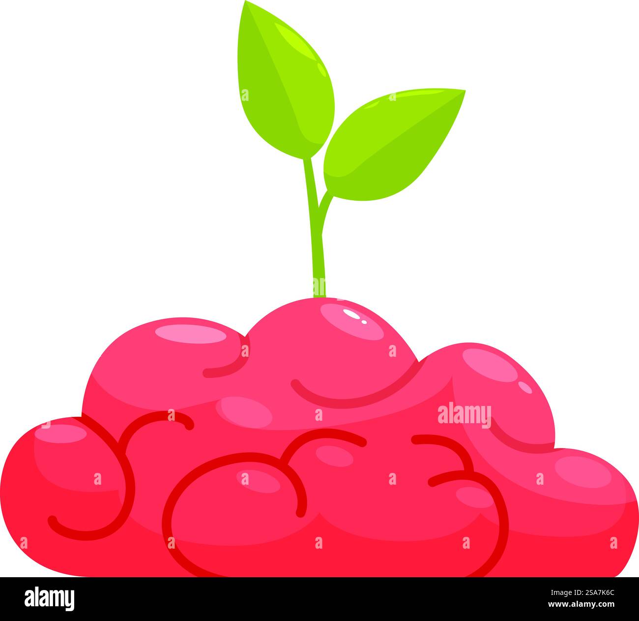 Green plant is growing from a human brain, symbolizing the birth of new ...