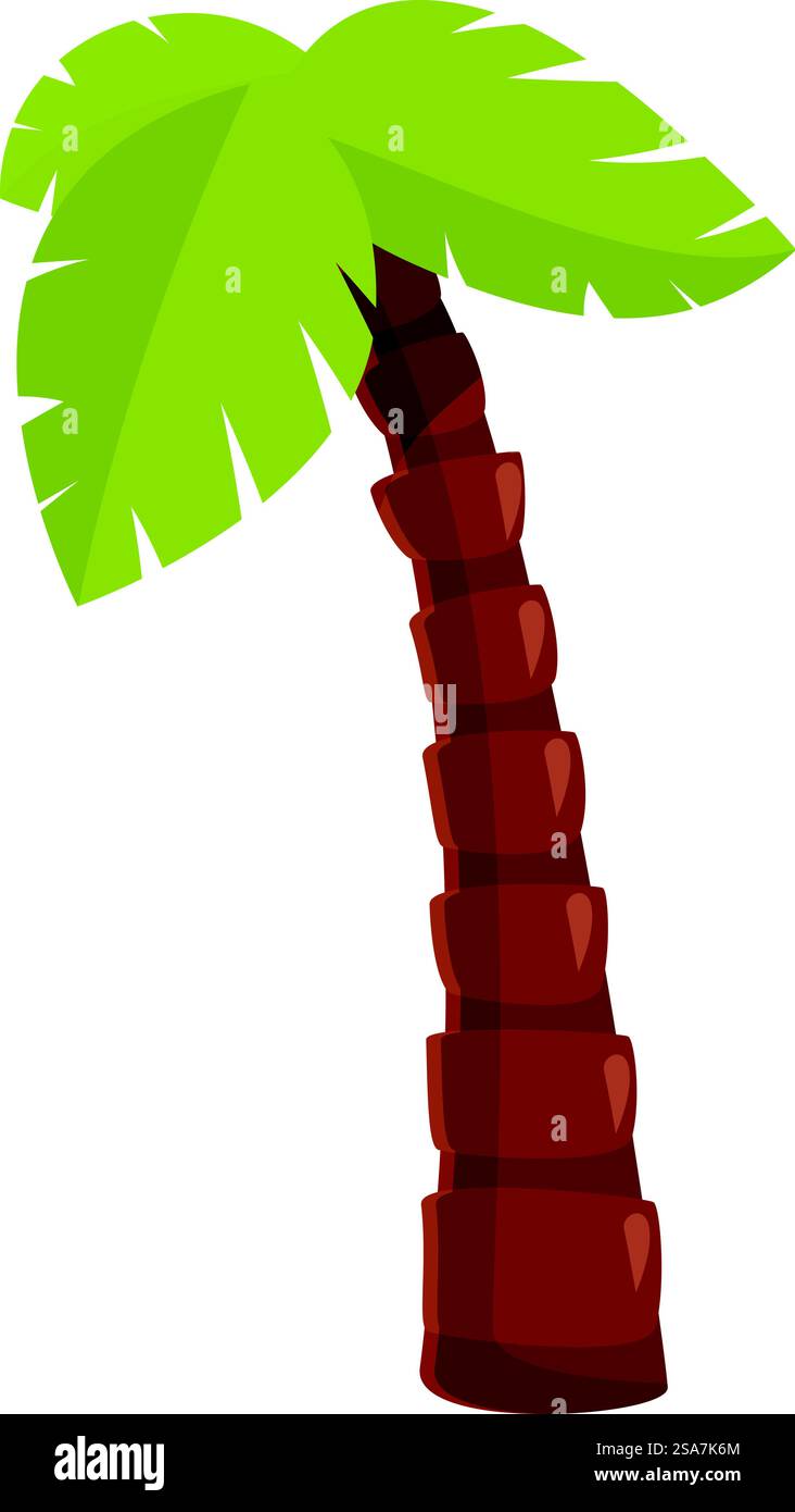 Cartoon style illustration of a tall and healthy palm tree growing in ...