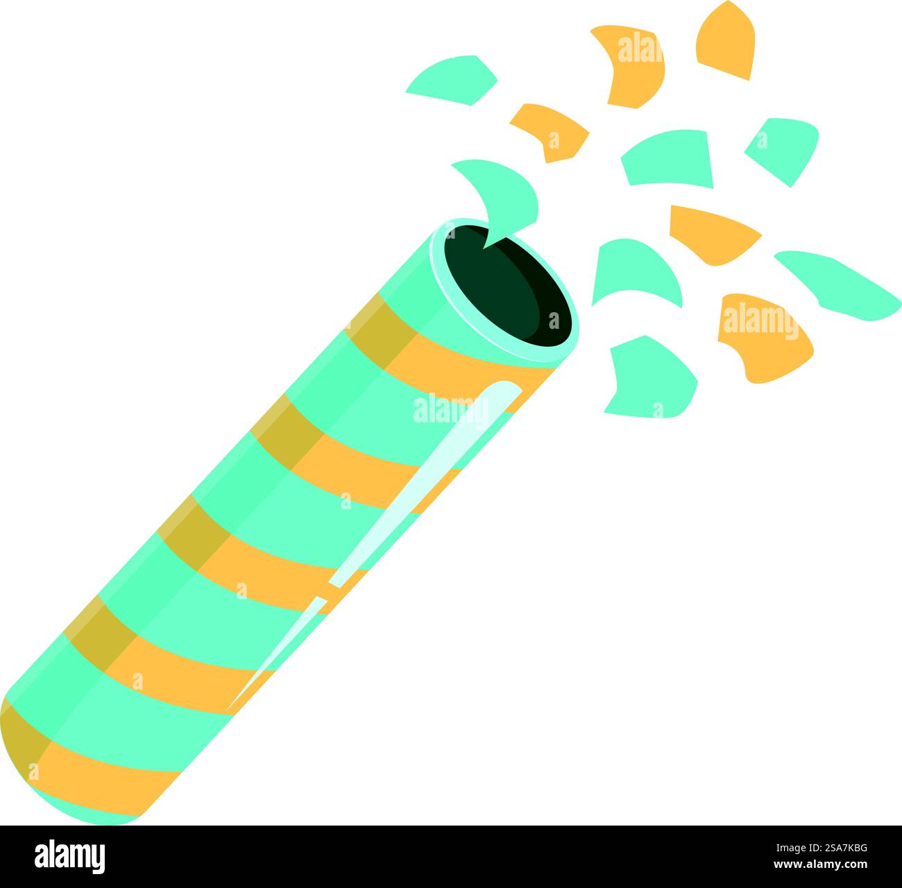 Blue and yellow party popper exploding, celebrating an event. Blue and ...