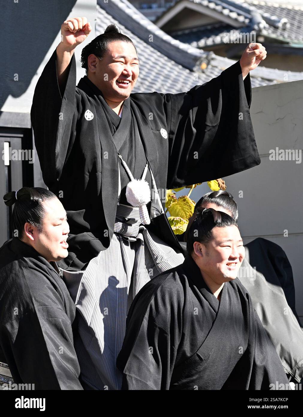 Mongolian sumo wrestler Hoshoryu celebrate after ceremony announcing ...