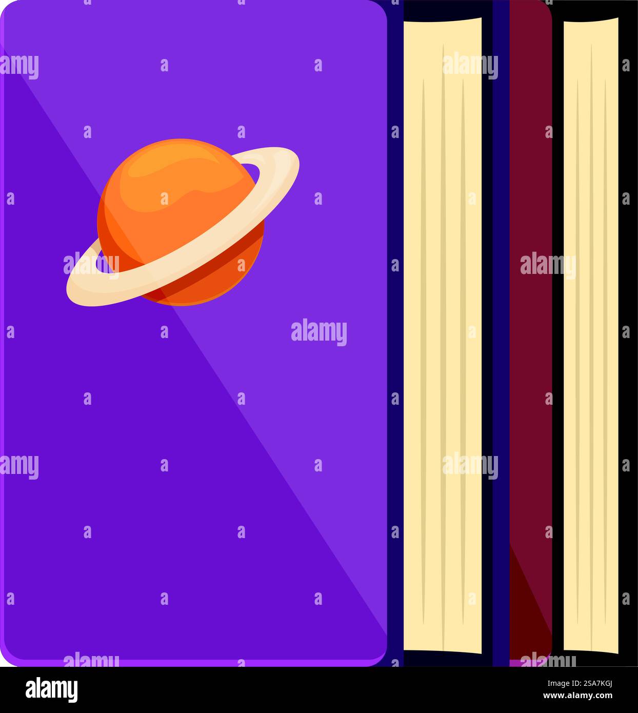 Purple book cover featuring a planet with rings, ideal for illustrating ...