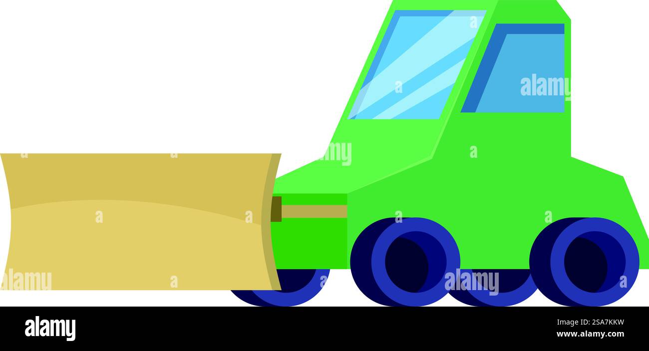 Green bulldozer pushing with its shovel during construction works Stock ...