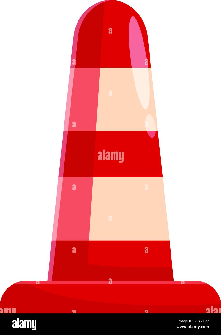 Red and white striped traffic cone standing upright, used to control ...