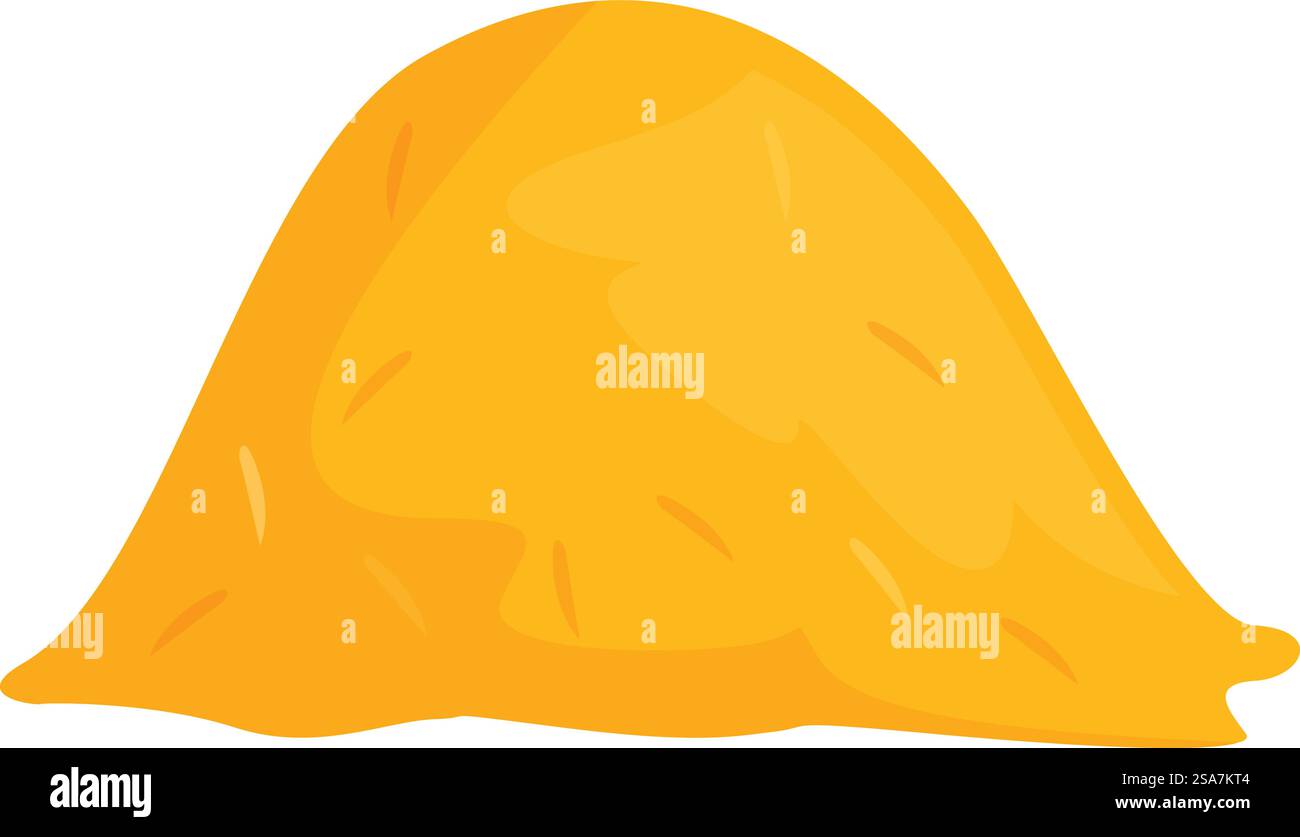 Pile of dry hay forming a small mountain for farm animals feeding. Pile ...