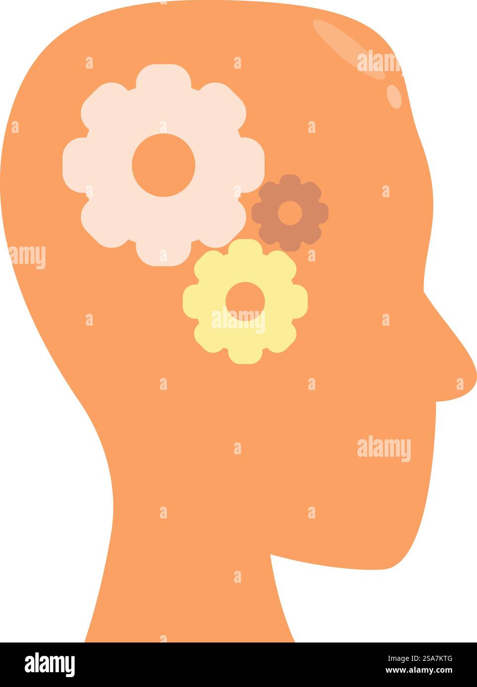 Side view of a human head silhouette with gears turning, representing ...