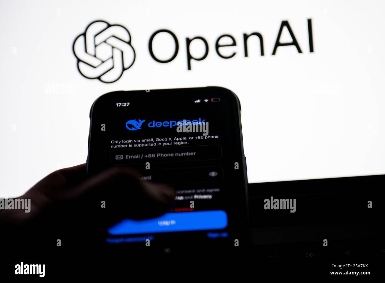 In this photo illustration, the Deepseek logo seen displayed on a ...