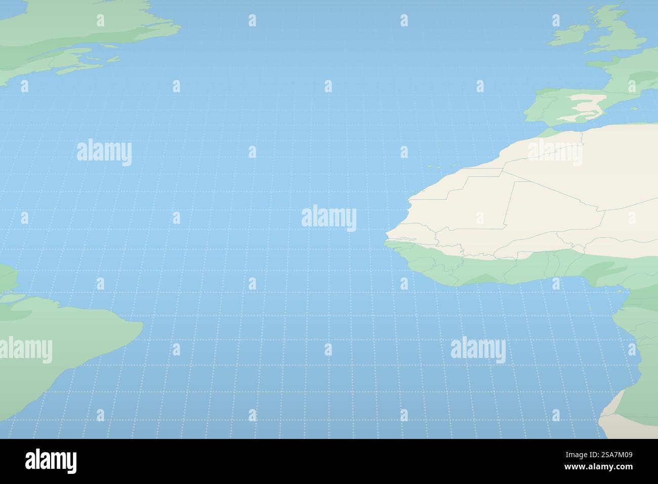 Cape Verde highlighted on a detailed map, geographic location of Cape ...