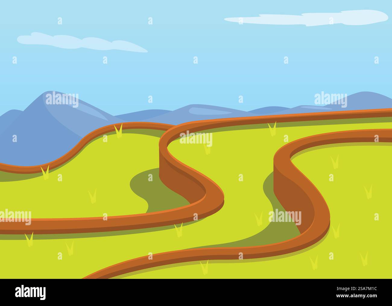 Bright green rice paddy fields forming terraces and leading to ...