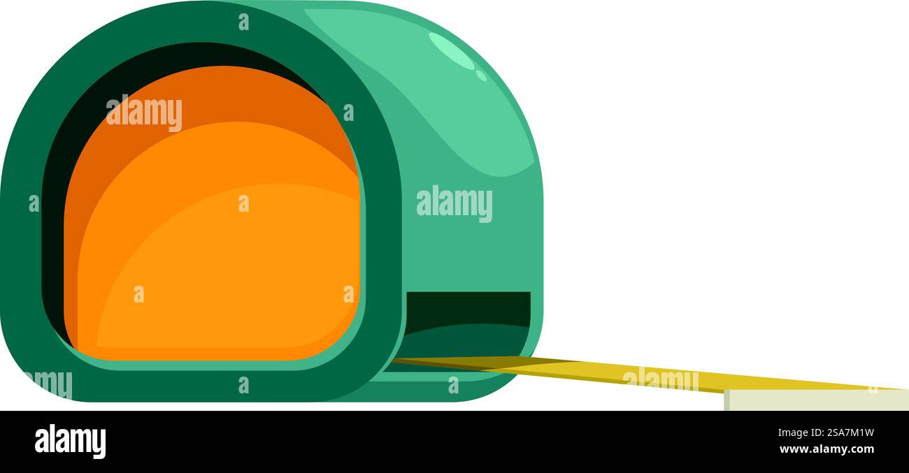 Green measuring tape extending its yellow ruler on a white background ...