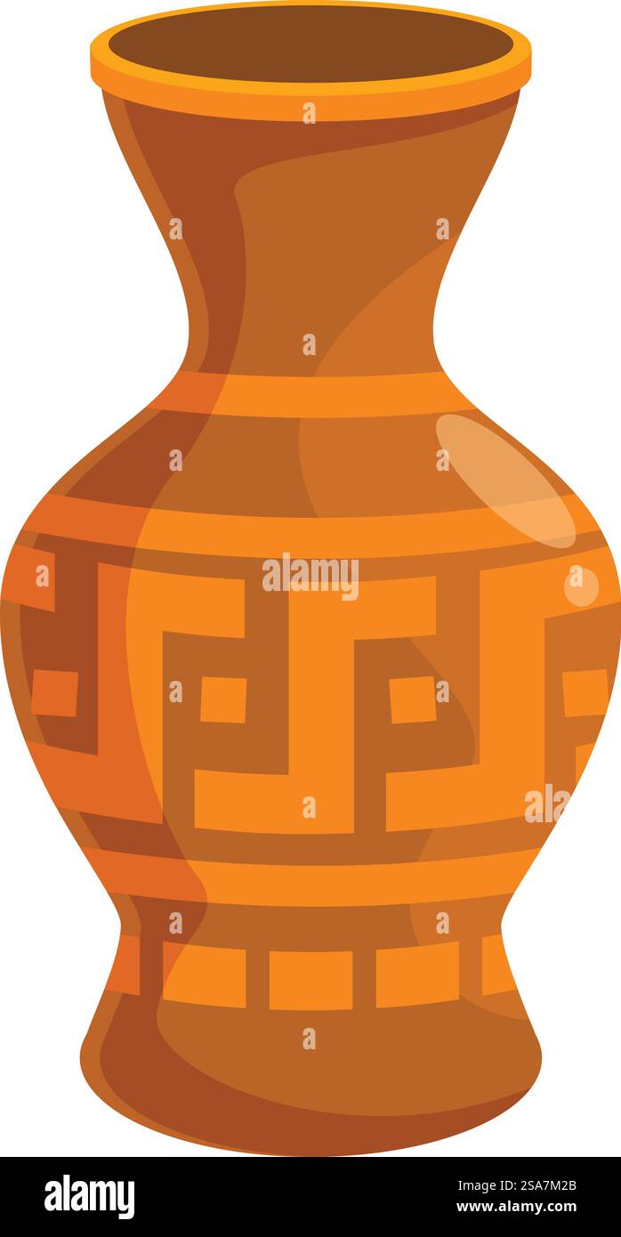 Ancient clay vase decorated with a traditional geometric pattern ...