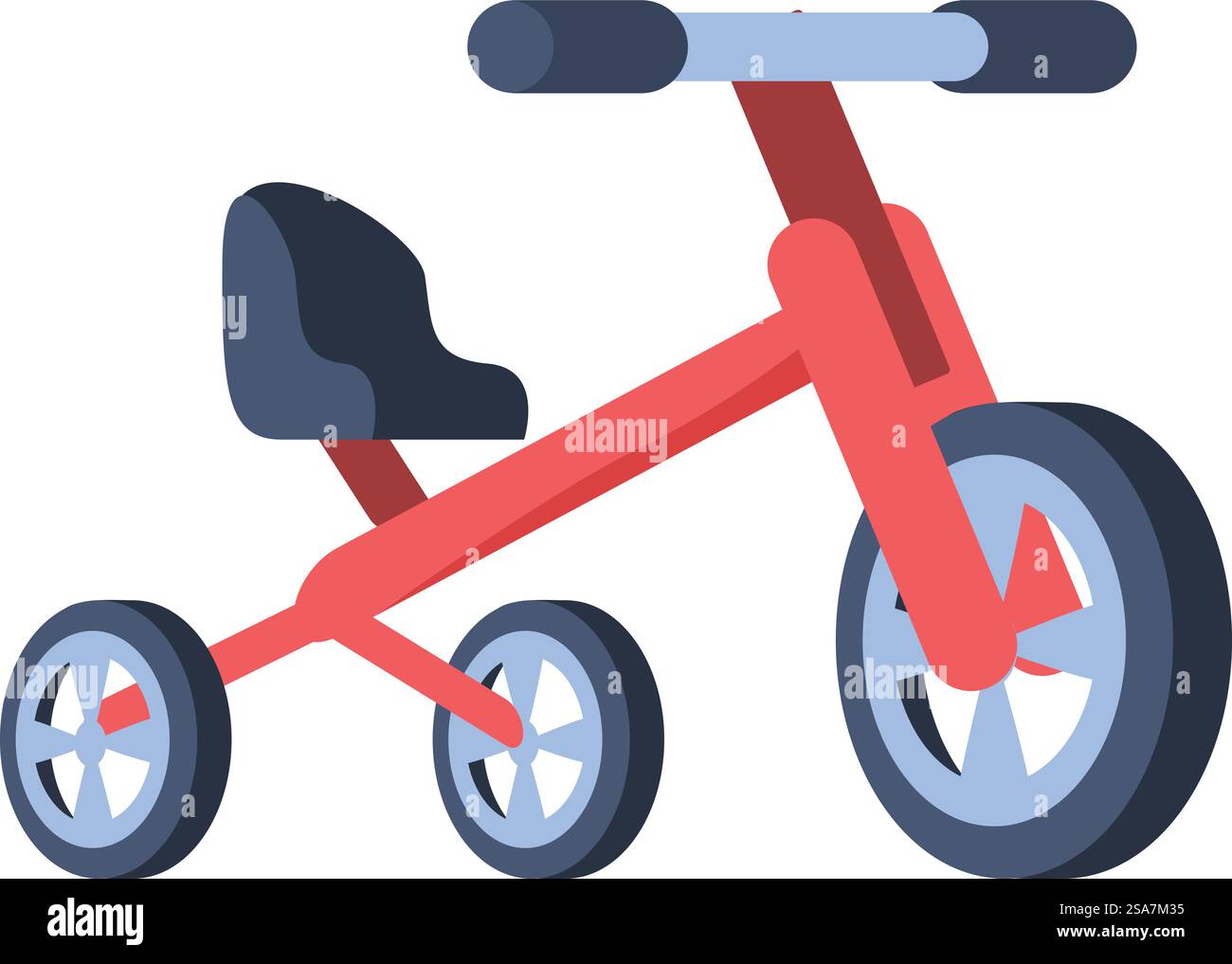 Red three wheeled bicycle standing, waiting for a child to play with it ...