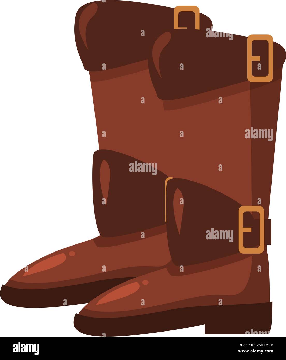 Pair of brown leather boots standing upright hi-res stock photography ...