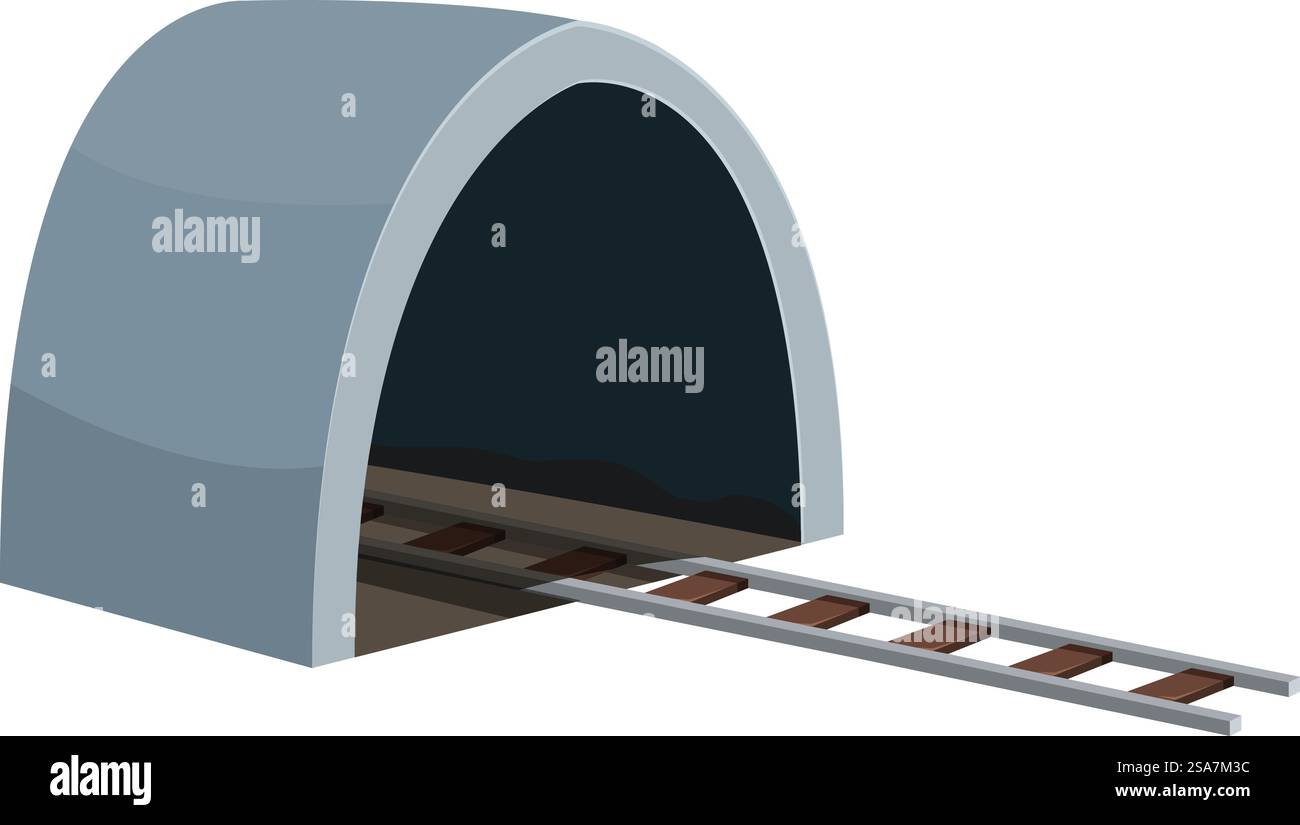 Train tunnel entrance is leading into the dark abyss with railroad tracks. Train tunnel entrance ...
