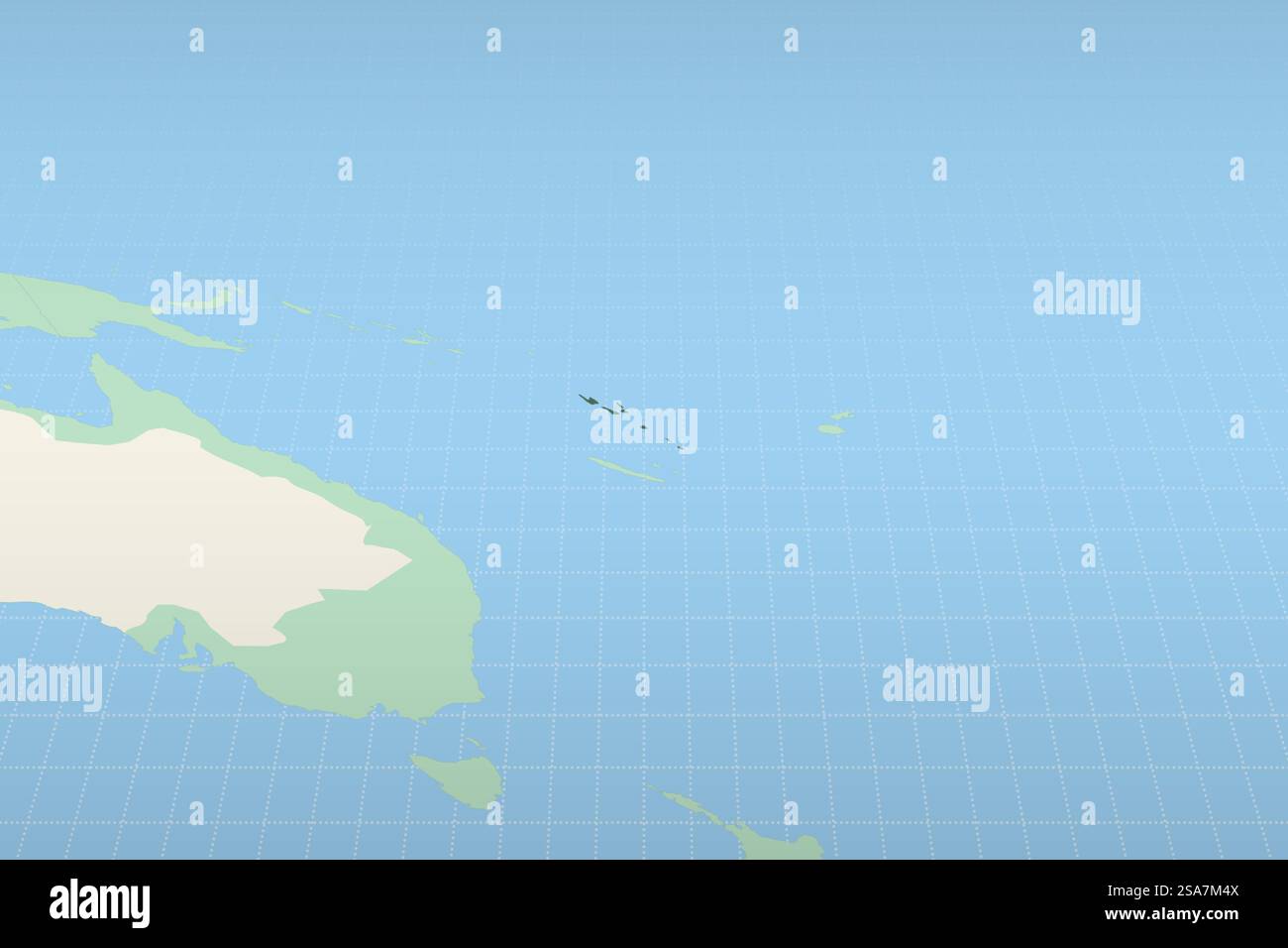 Vanuatu highlighted on a detailed map, geographic location of Vanuatu ...
