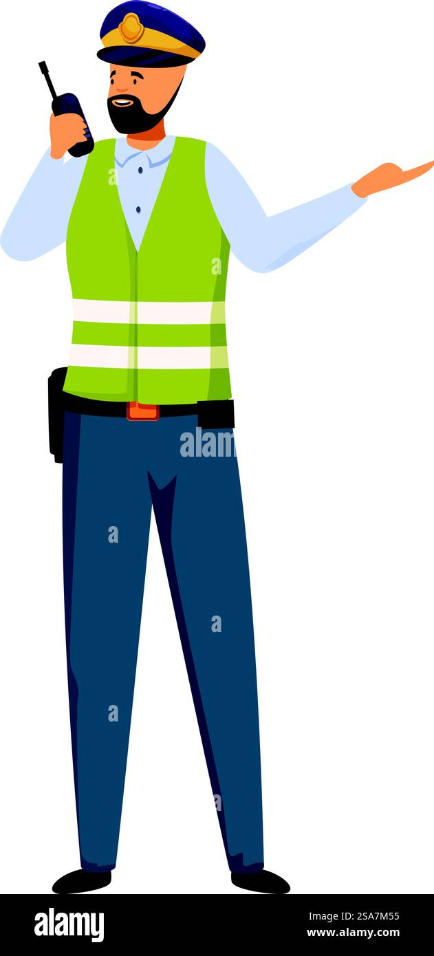 Security guard talking on walkie talkie Stock Vector Images - Alamy