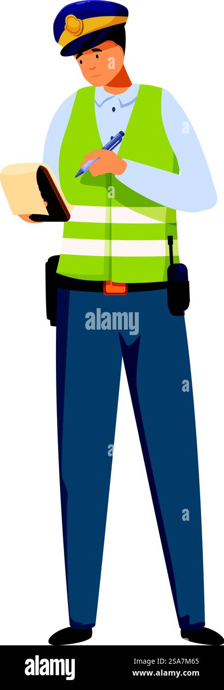 Police officer writing on notepad, policeman wearing uniform standing ...