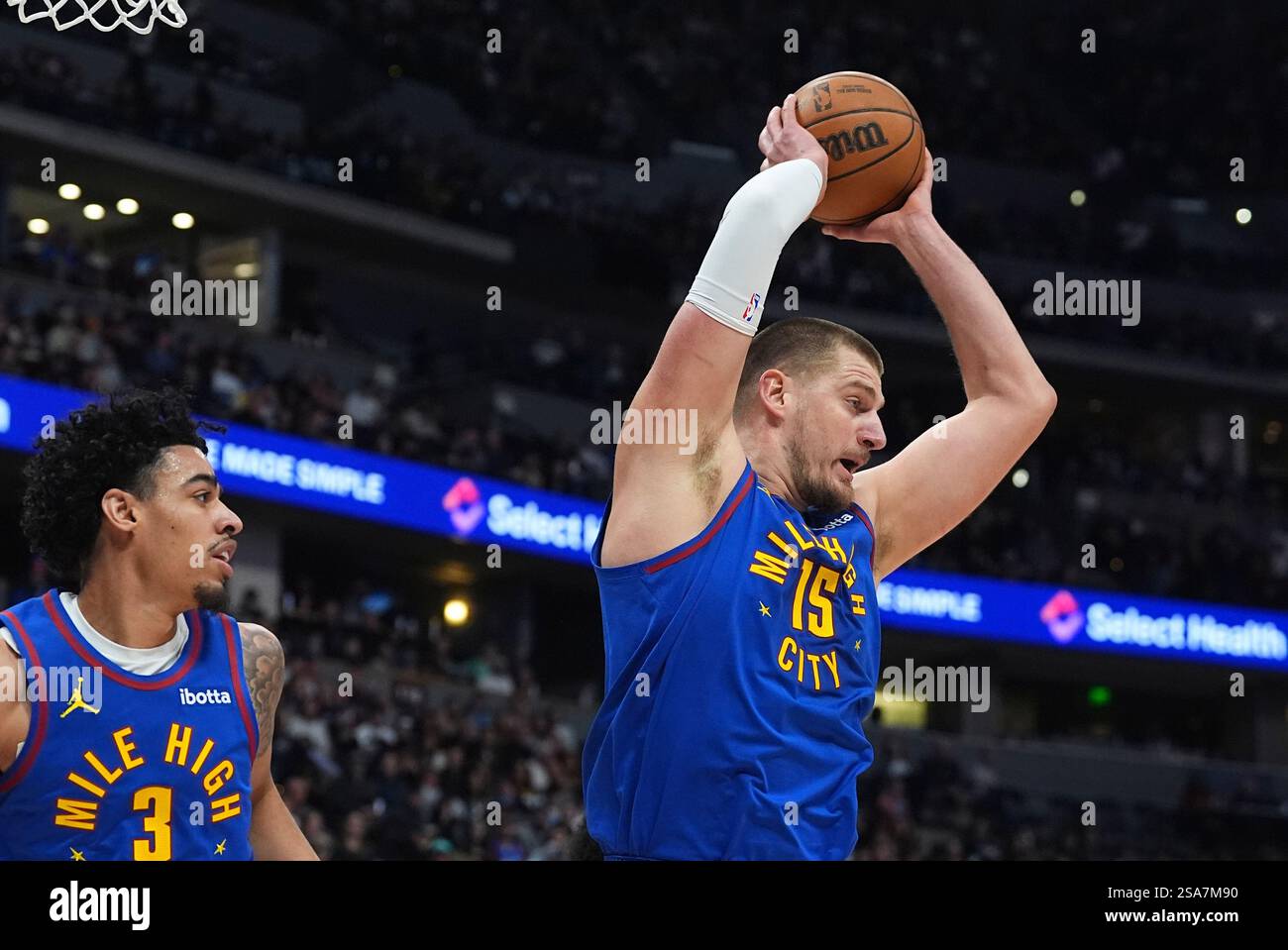 Denver Nuggets center Nikola Jokic (15) in the first half of an NBA ...