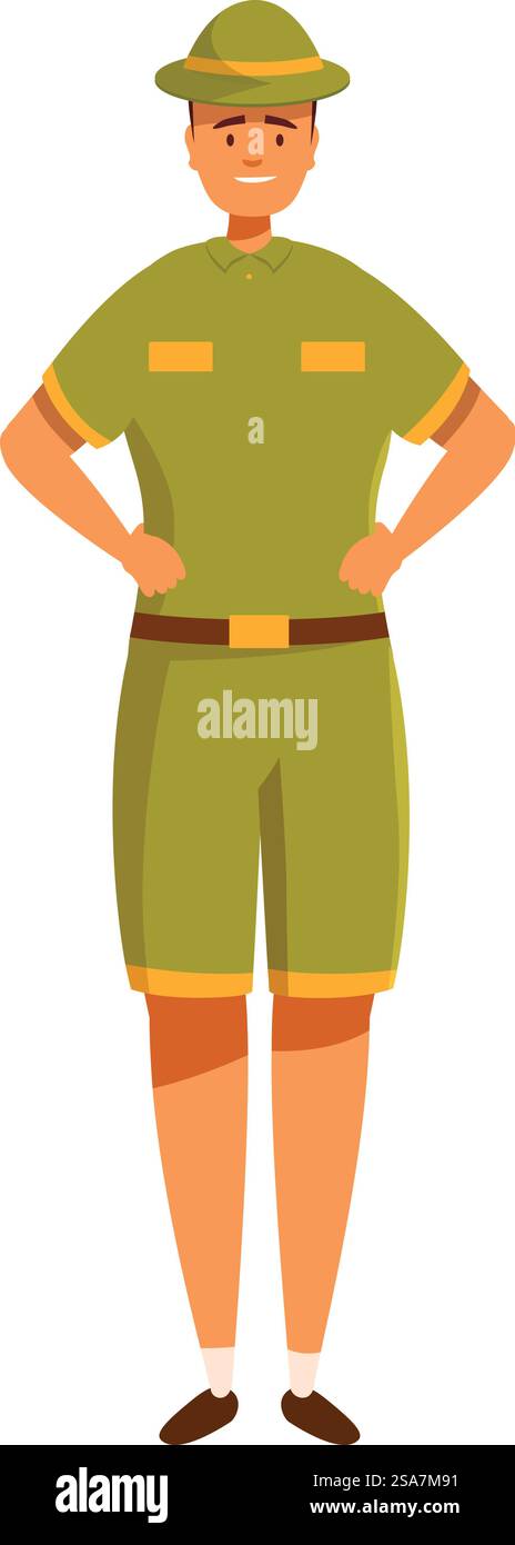 Confident park ranger standing with hands on hips, ready to answer ...