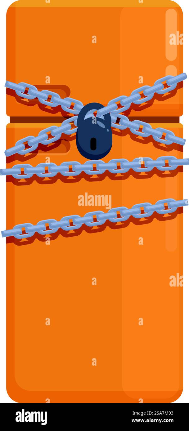 Refrigerator secured with chains and a padlock symbolizes the ...