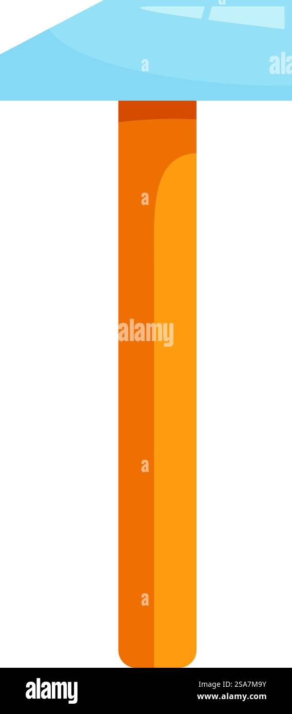 Cartoon hammer standing with wooden handle, tool for construction and carpentry. Cartoon hammer ...