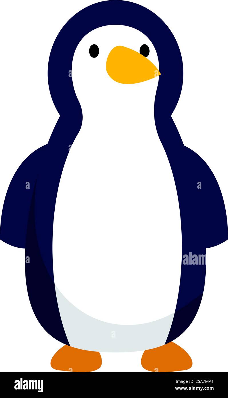 Cute cartoon penguin standing isolated on white background. Cartoon ...