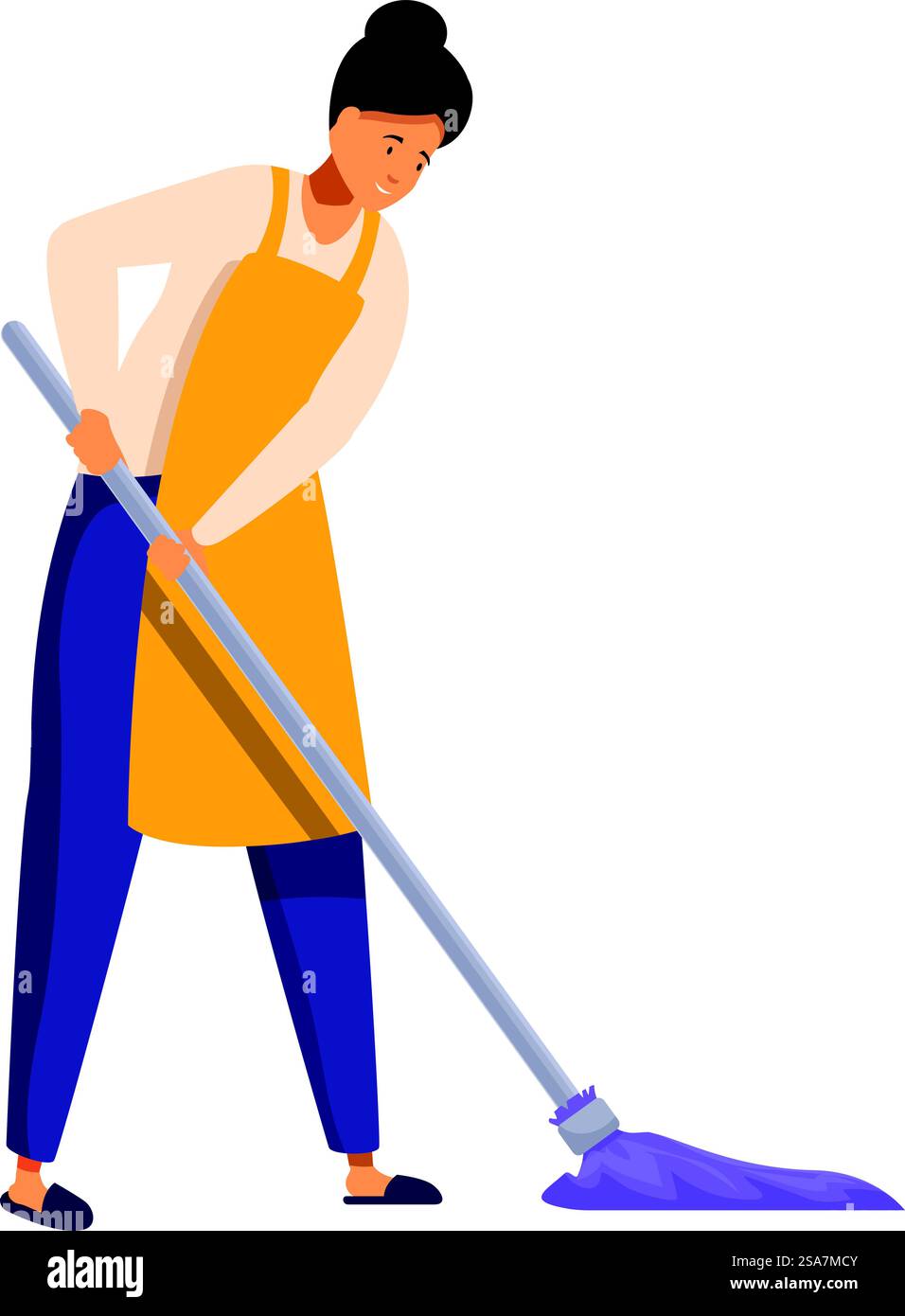 Cleaning lady washing floor with mop, professional cleaning service ...