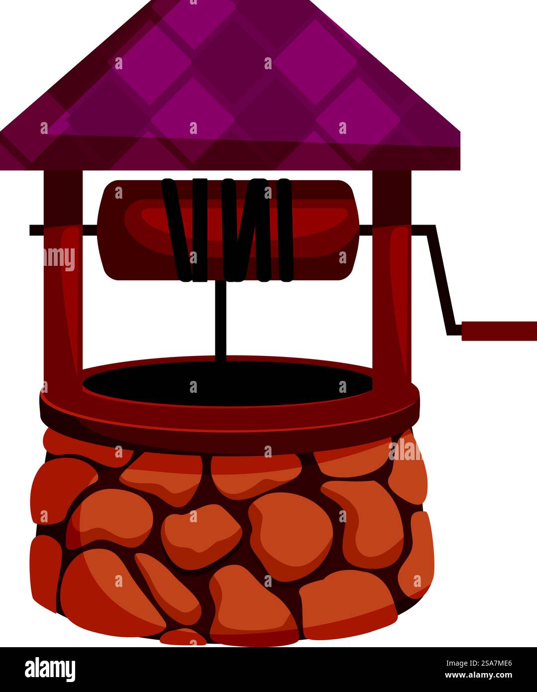 Traditional well made of stone and wood, equipped with a crank for ...