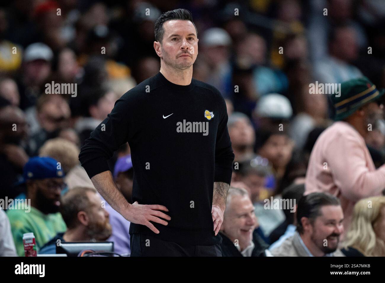 Los Angeles Lakers head coach JJ Redick looks on against the Charlotte ...