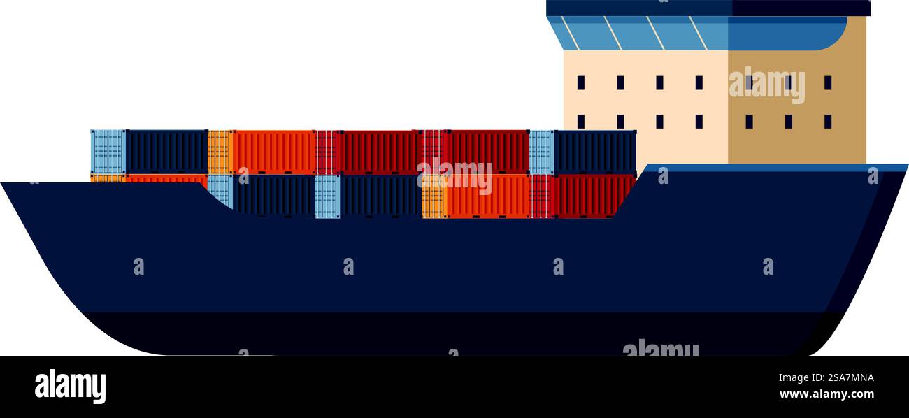 Large cargo ship transporting colorful intermodal containers across the ...