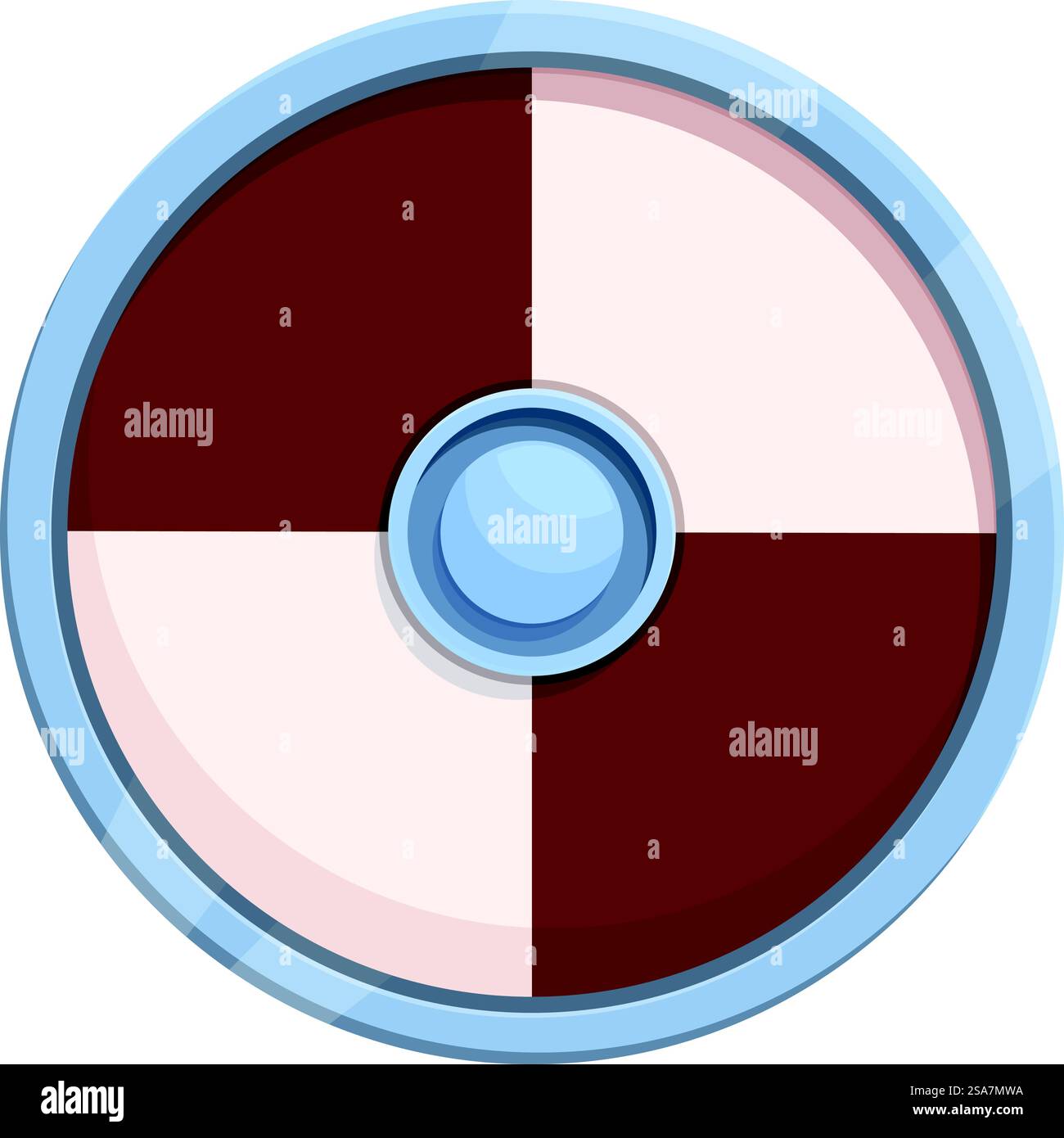 Round wooden viking shield with iron plating is protecting someone from ...