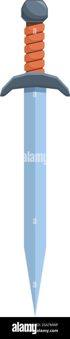 Cartoon style sword pointing down isolated on white background. Cartoon ...