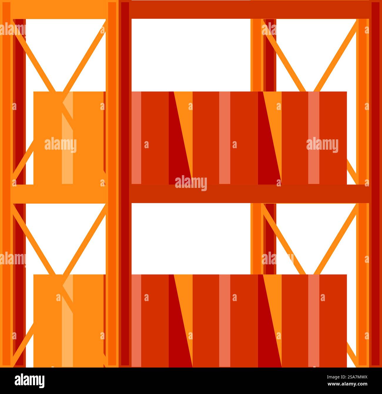 Storage shelves holding cardboard boxes inside a warehouse, ready to be ...