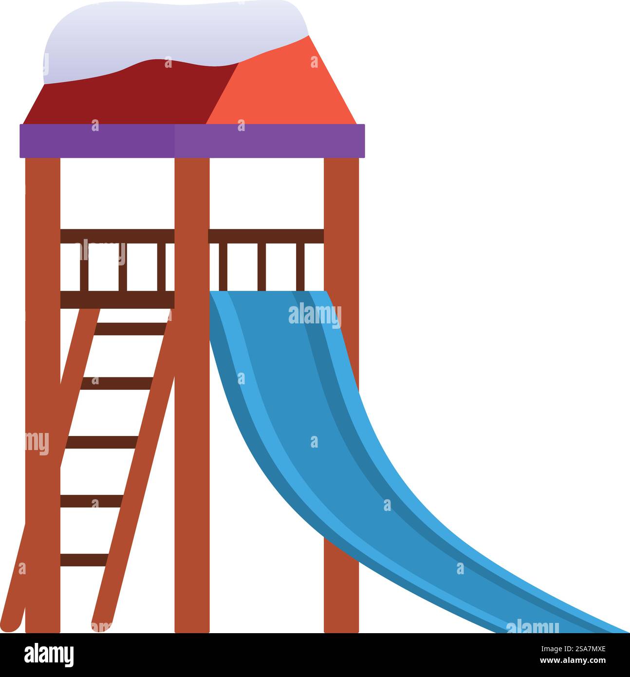 Playground slide covered with snow inviting to have fun in winter ...