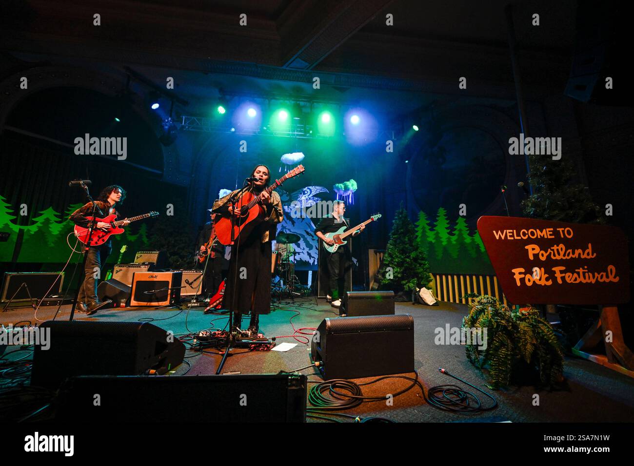 Presidio performs onstage at Day 1 of the Portland Folk Festival, at ...