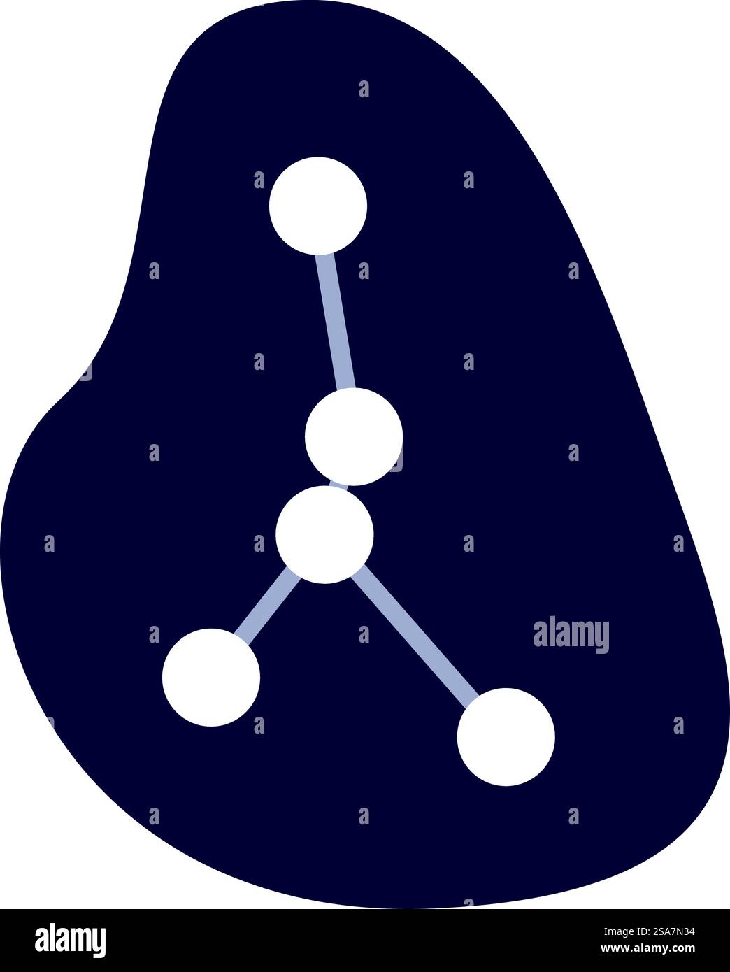 Abstract constellation is depicted on a dark blue background ...