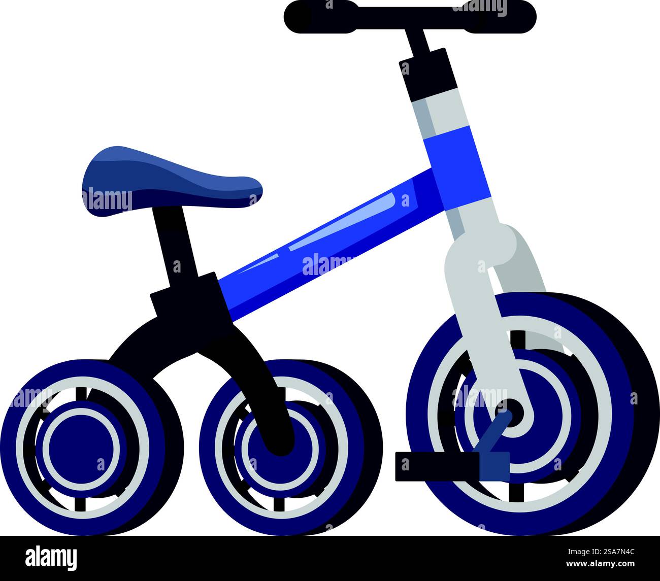 Blue balance bike for toddlers is standing on a white background. Blue ...