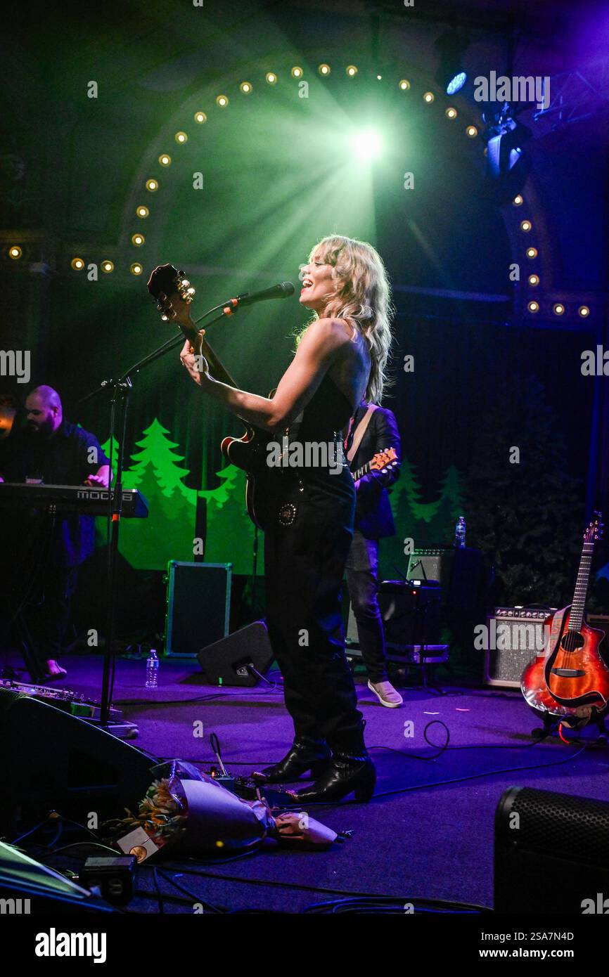 Hayley Johnsen performs onstage at Day 1 of the Portland Folk Festival ...