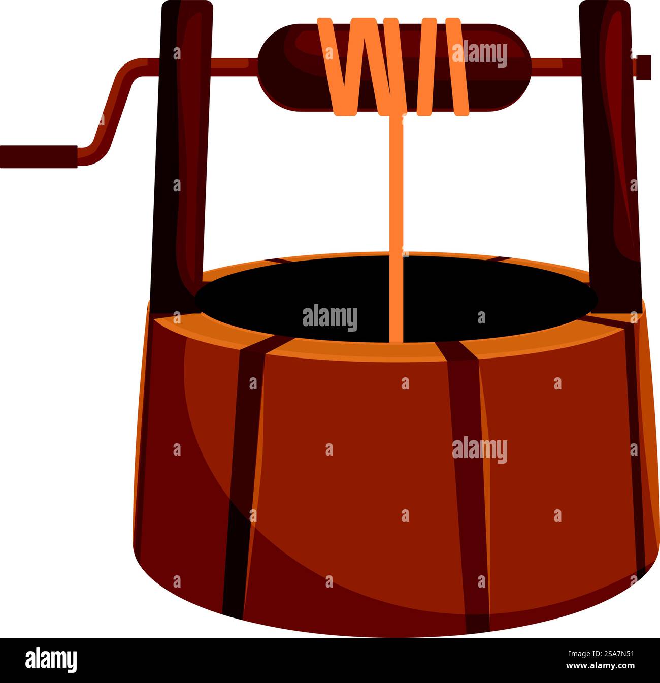 Wooden water well with rope for getting water from well isolated on ...