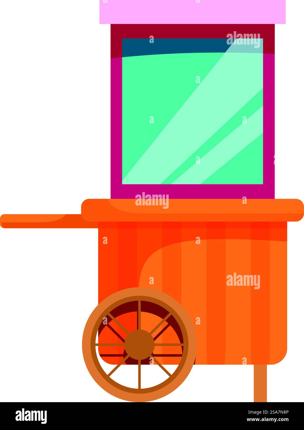 Cartoon style empty street food cart with window display for selling ...