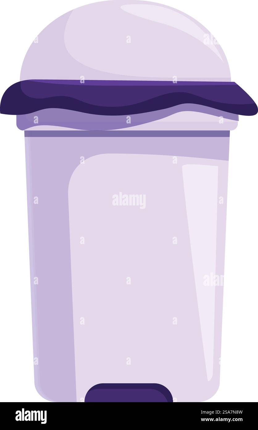 Modern trash can is standing with its lid closed, ready to collect ...