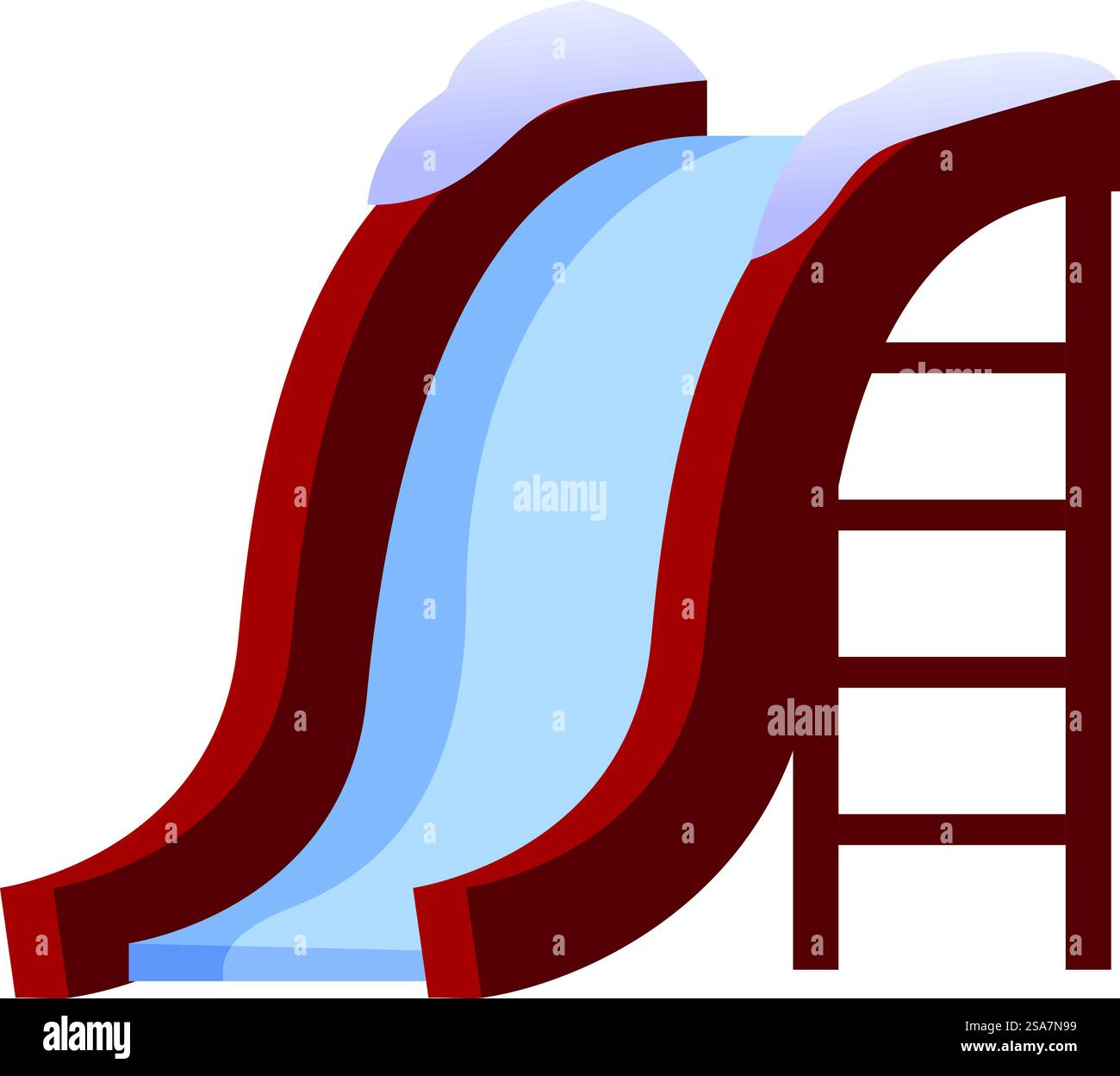 Illustration featuring a wooden slide covered with snow, suggesting a ...