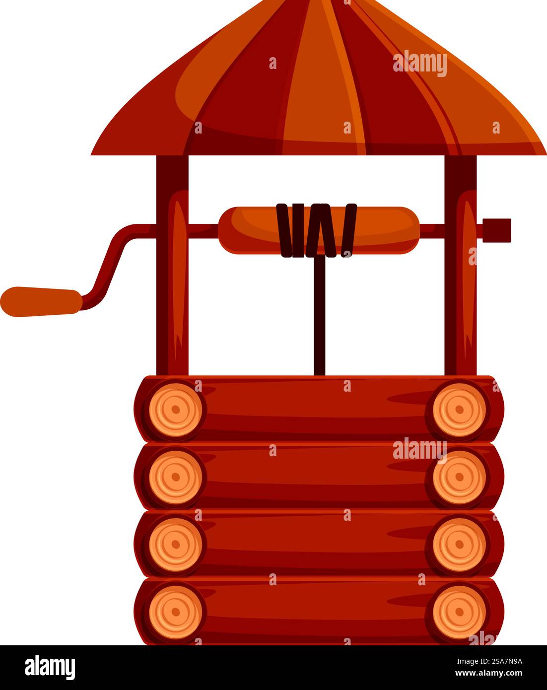 Traditional wooden well is supplying fresh water. Wooden well with a ...
