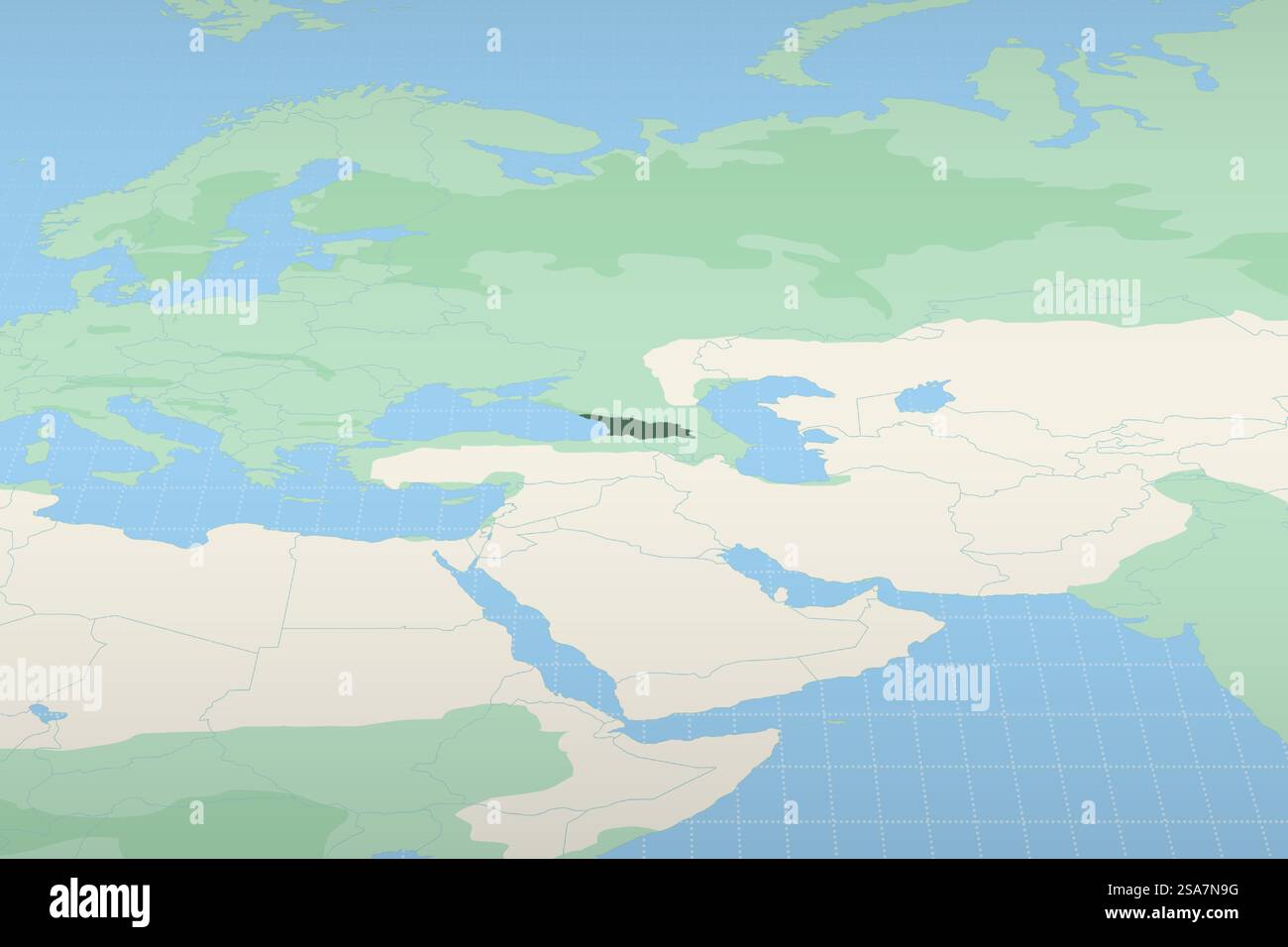 Georgia highlighted on a detailed map, geographic location of Georgia ...