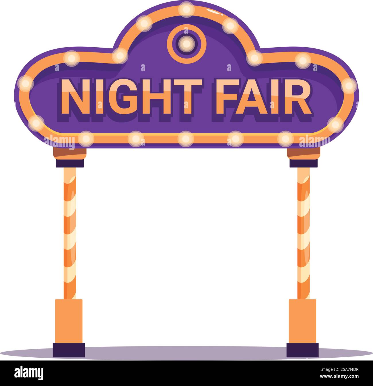 Festive illuminated sign announcing the night fair, inviting visitors ...