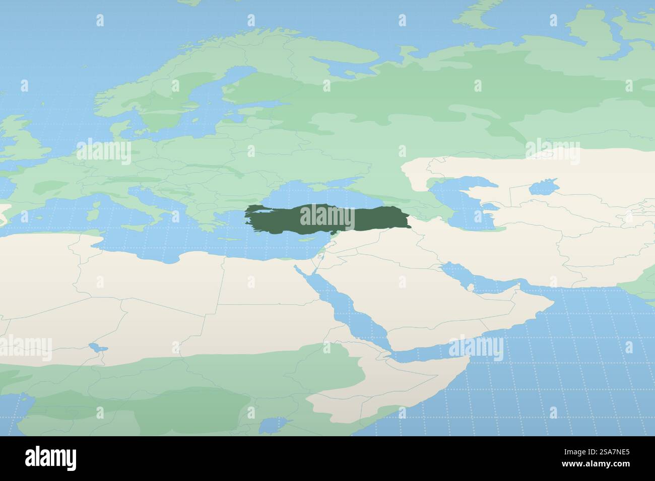 Turkey highlighted on a detailed map, geographic location of Turkey ...